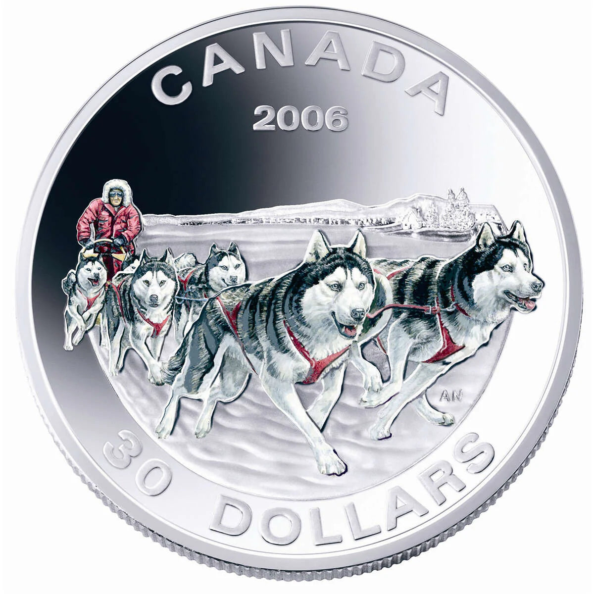 2006 $30 Dog Sled Team - Sterling Silver Coin – Global Bullion Suppliers